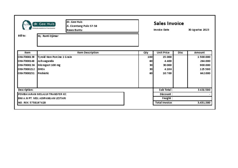 Invoice - Ranti Djimar | PDF