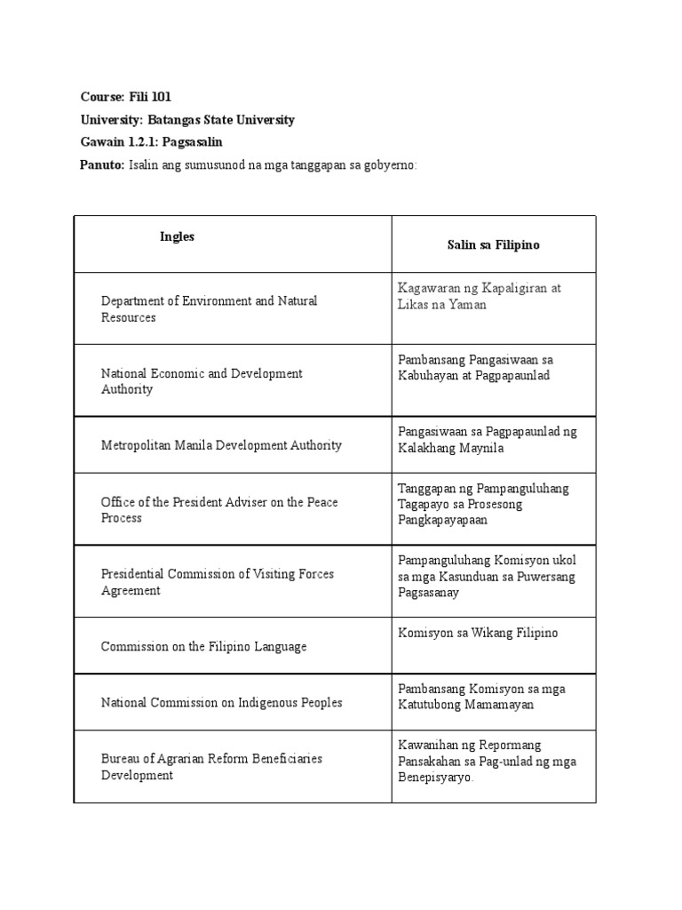 Fili 101 and 102 Assignment (2nd Year 2022-2023) | PDF