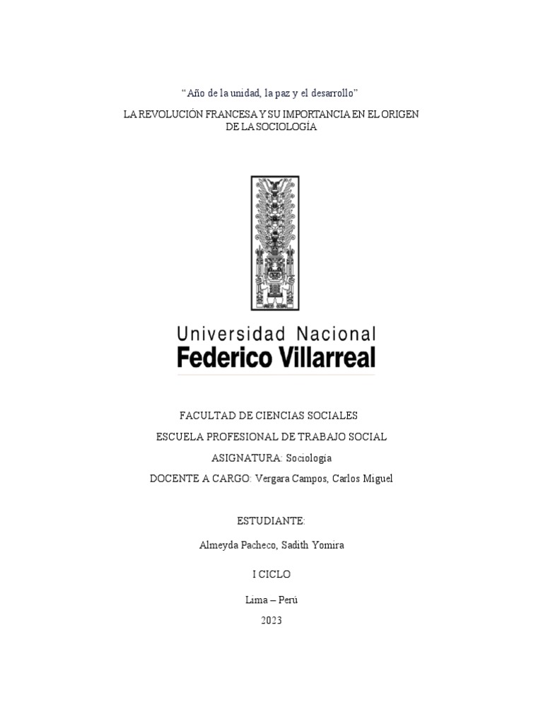 La Revolución Francesa y Su Importancia en El Origen de La Sociología ...