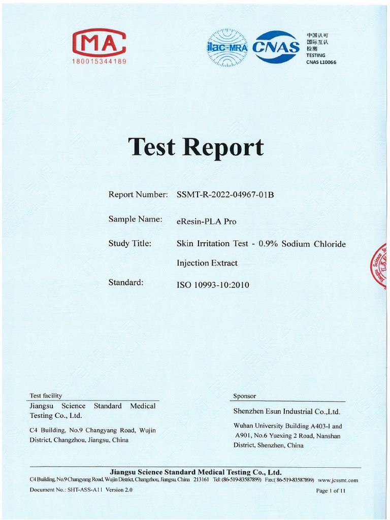 Resin Test Report | PDF