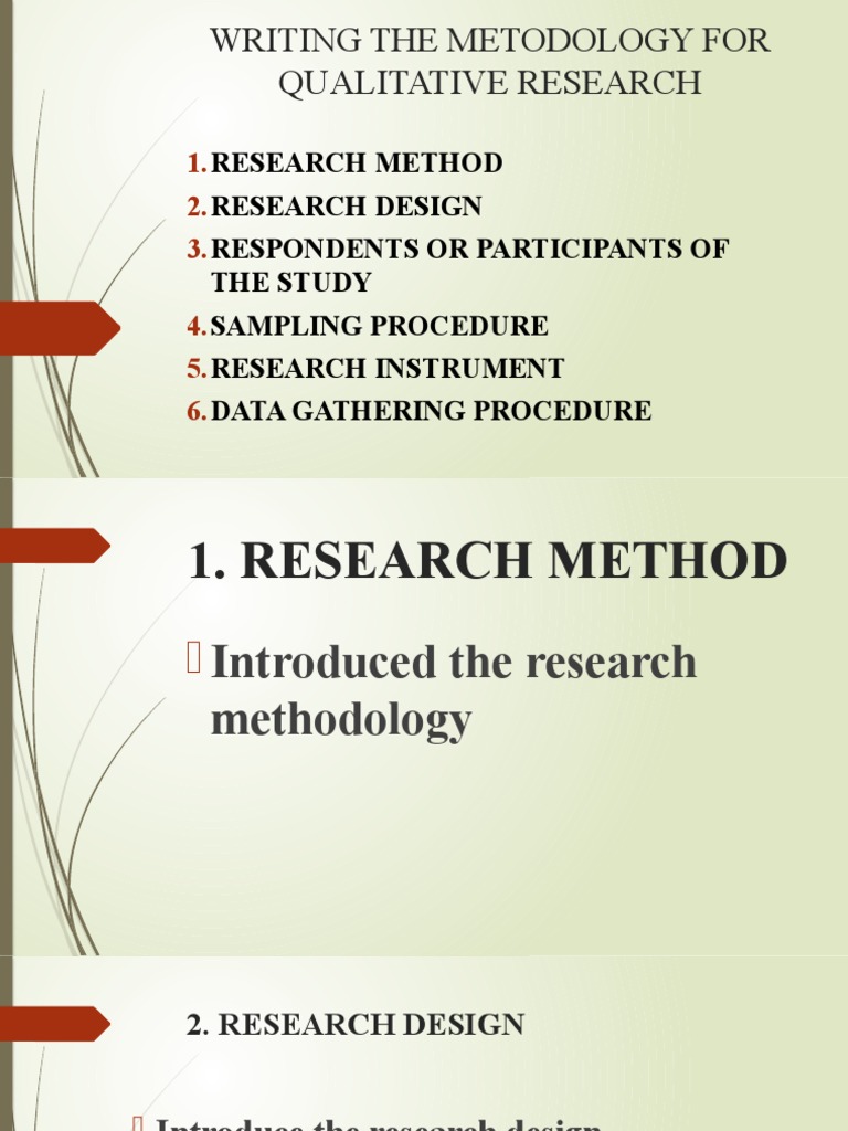 Writing The Metodology For Qualitative Research (4th Quarter) | PDF