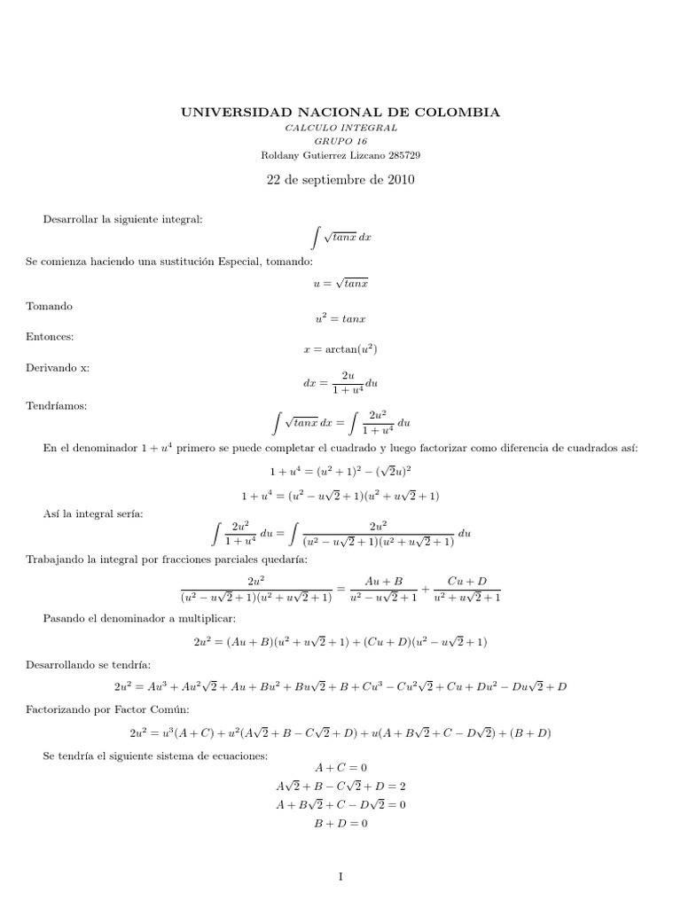 Integral Raiz de Tangente | PDF | Aritmética | Análisis matemático