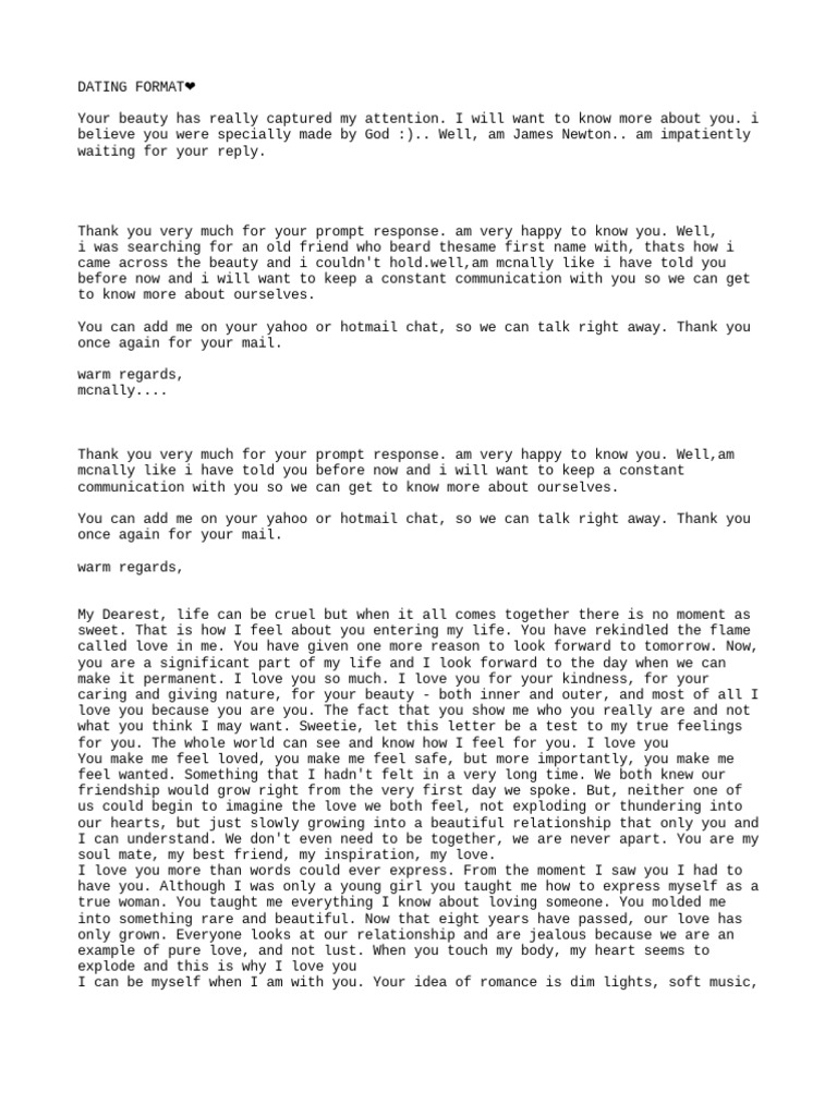 Dating Format | Download Free PDF | Love