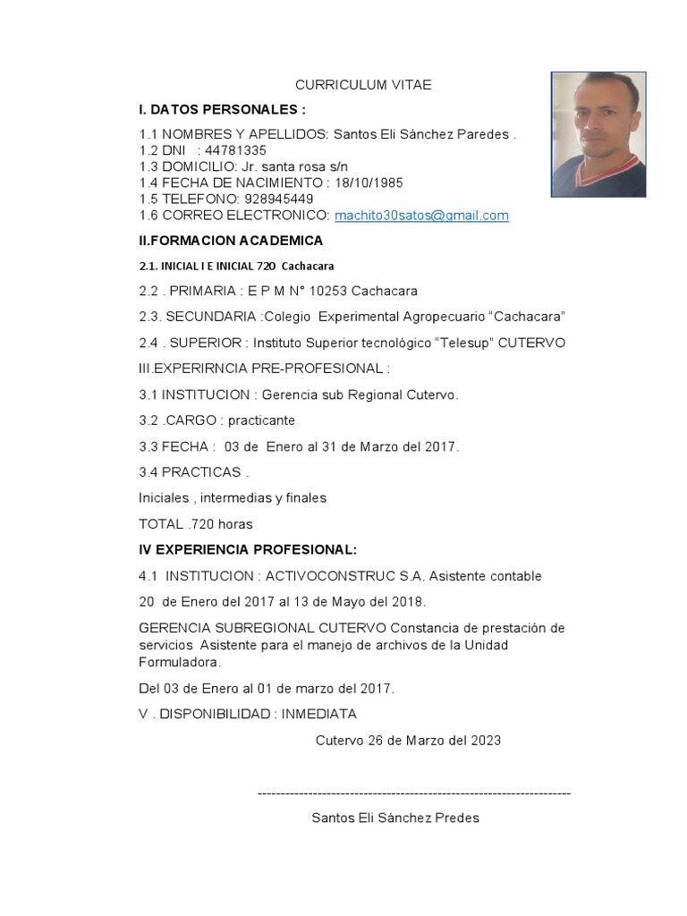 CURRICULUM VITAE Eli Sanchez | PDF