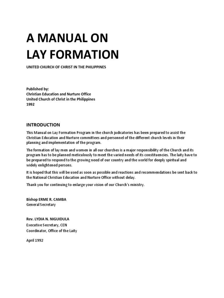 A Manual On Lay Formation | PDF | Laity | Bible