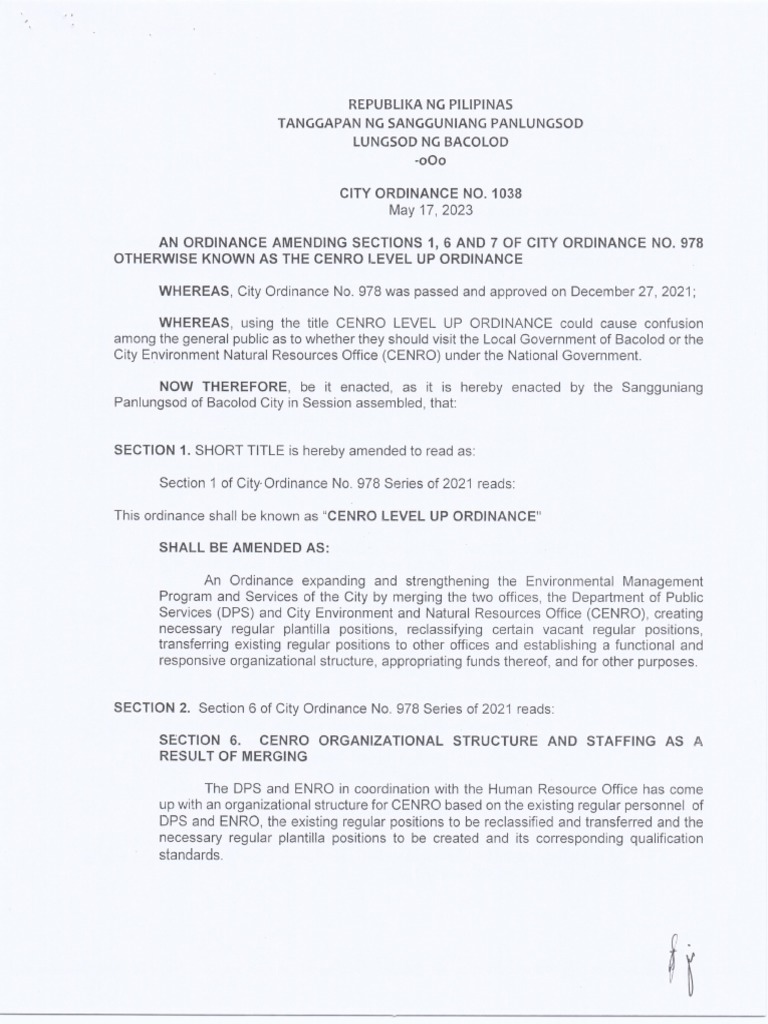 Bacolod City Ordinance No. 1038 Overview | PDF | Human Resources ...
