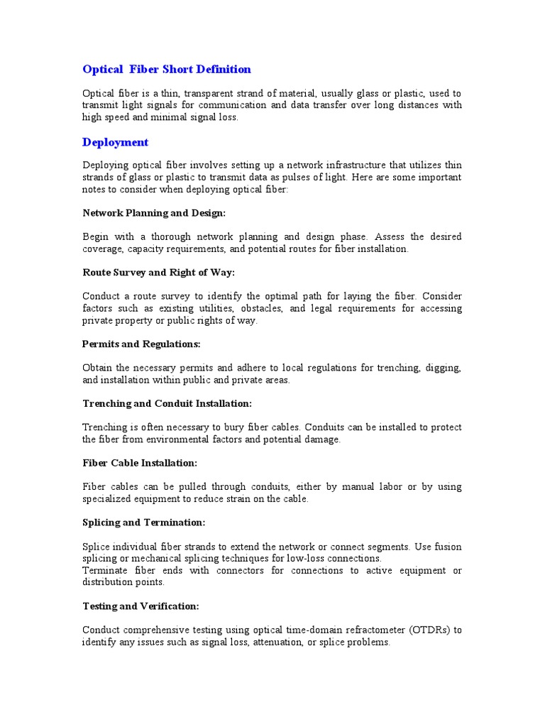 Optical Fiber Dployment About PTCL | Download Free PDF | Optical Fiber | Computer Network
