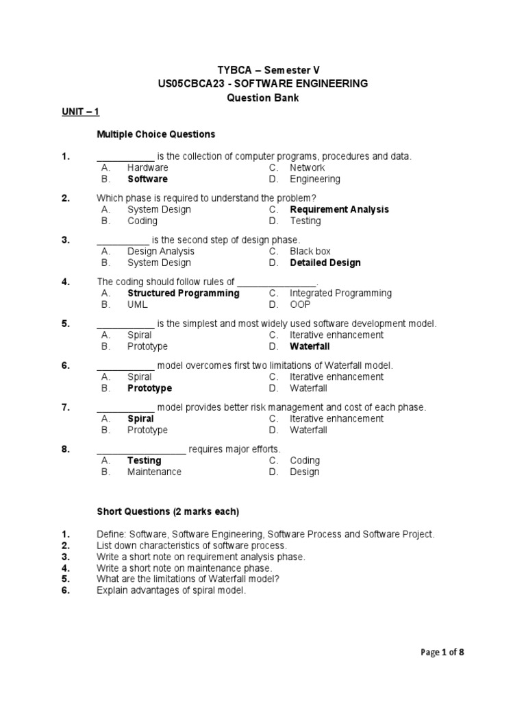Software Engineering Question Bank | PDF | Software Testing | Software ...