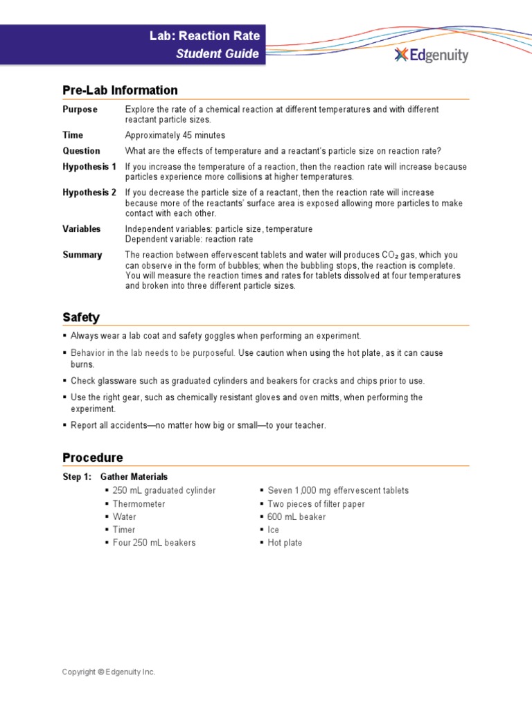 Chemistry-Reaction Rate-Student Guide | PDF | Reaction Rate | Temperature