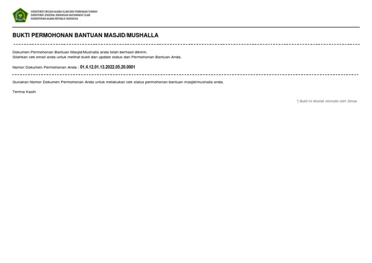 Bukti Permohonan Bantuan | PDF