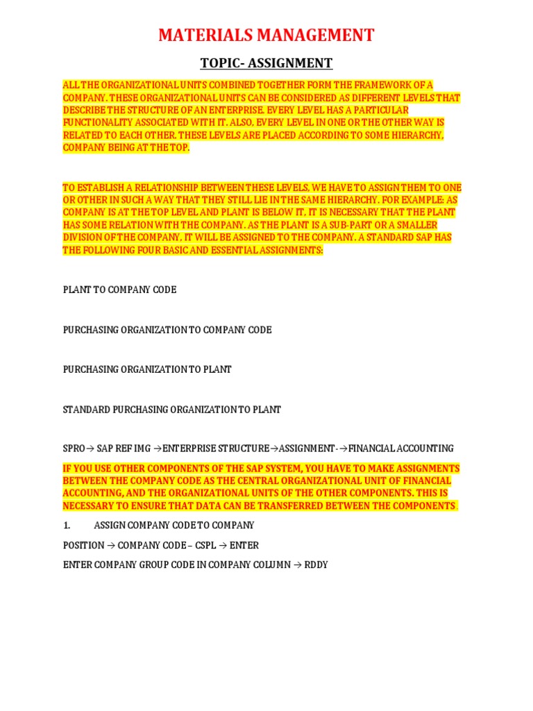 Sap MM Assignment | PDF | Information Technology Management | Information Technology