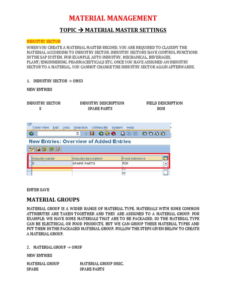 Sap MM Material Master Settings | PDF