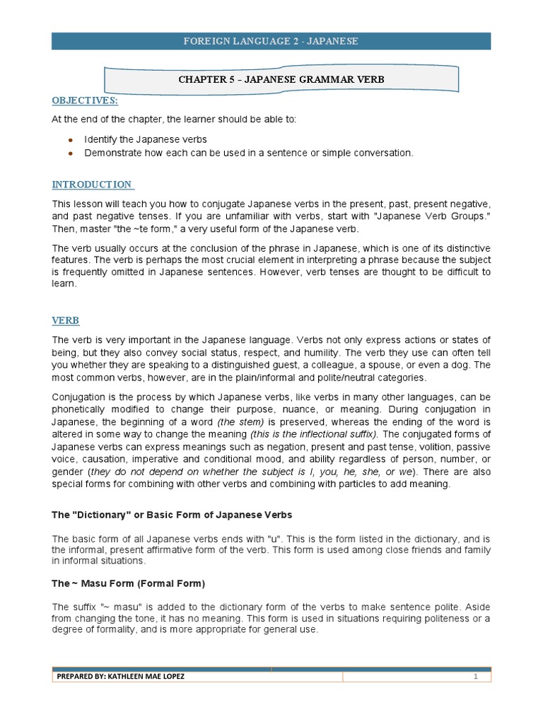 Module 5.1 - FL Nihongo | PDF | Japanese Language | Verb