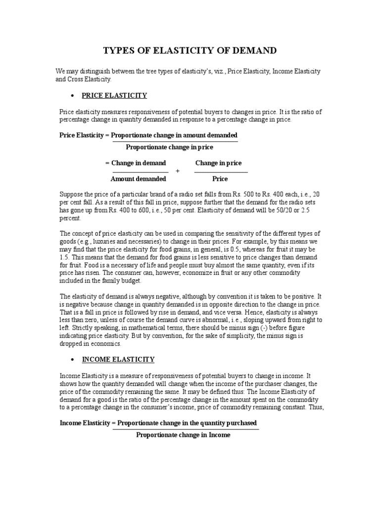 Types of Demand Elasticity Explained | PDF | Demand | Elasticity ...