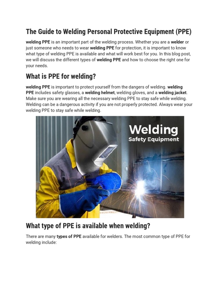 PPE in Welding | Download Free PDF | Personal Protective Equipment ...
