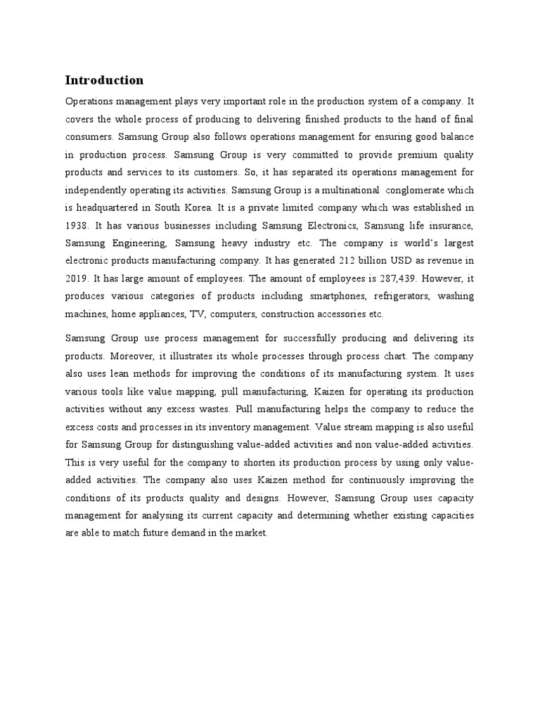 Samsung's Operations Management Overview | PDF | Operations Management ...