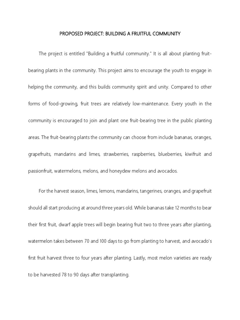 Community Fruit Tree Planting Project | PDF