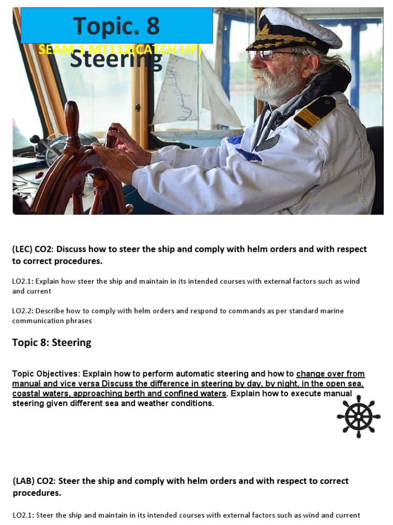 Topic 8. Steering | PDF | Ships | Navigation