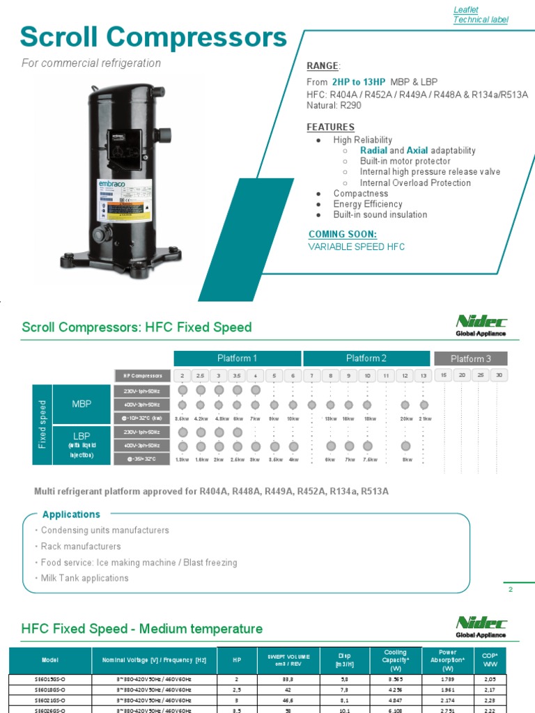 Scroll Portfolio Embraco | PDF | Temperature | Electromechanical Engineering