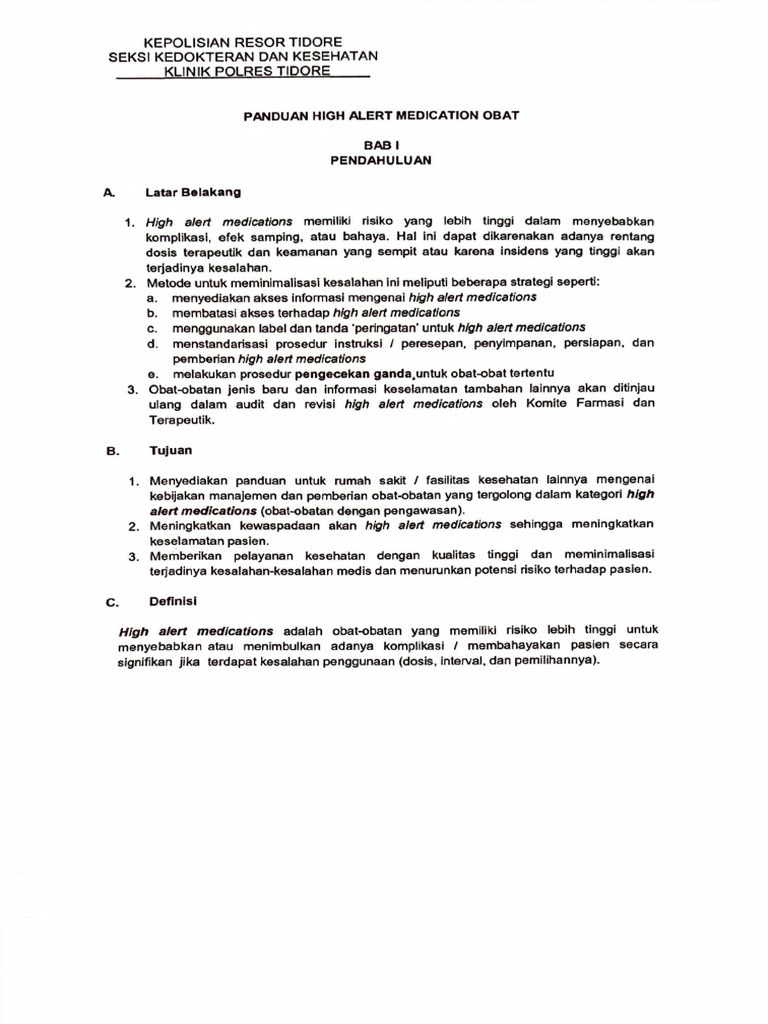 Panduan High Alert Medication Obat | PDF
