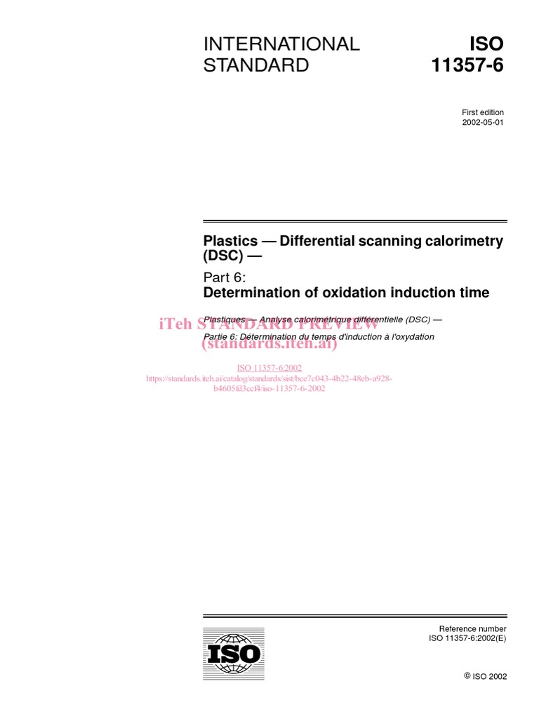 Iso 11357 6 2002 | PDF | Differential Scanning Calorimetry ...