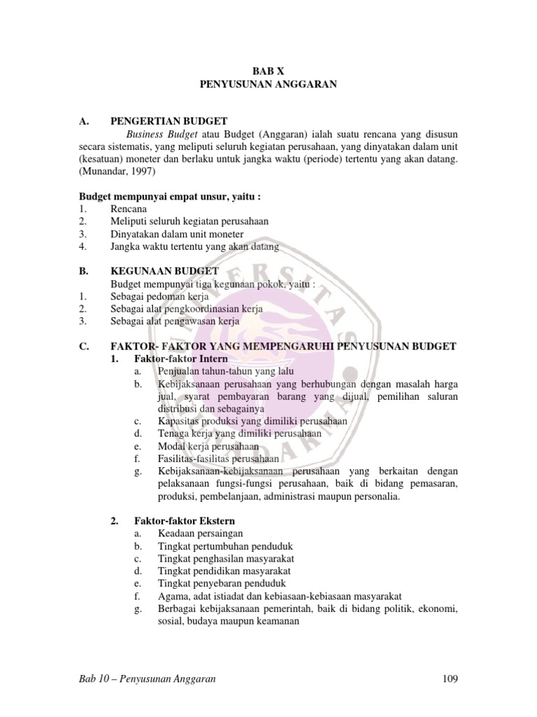 Bab X Penyusunan Anggaran | PDF