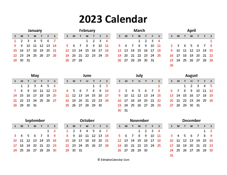 Printable 2023 Calendar Landscape | PDF