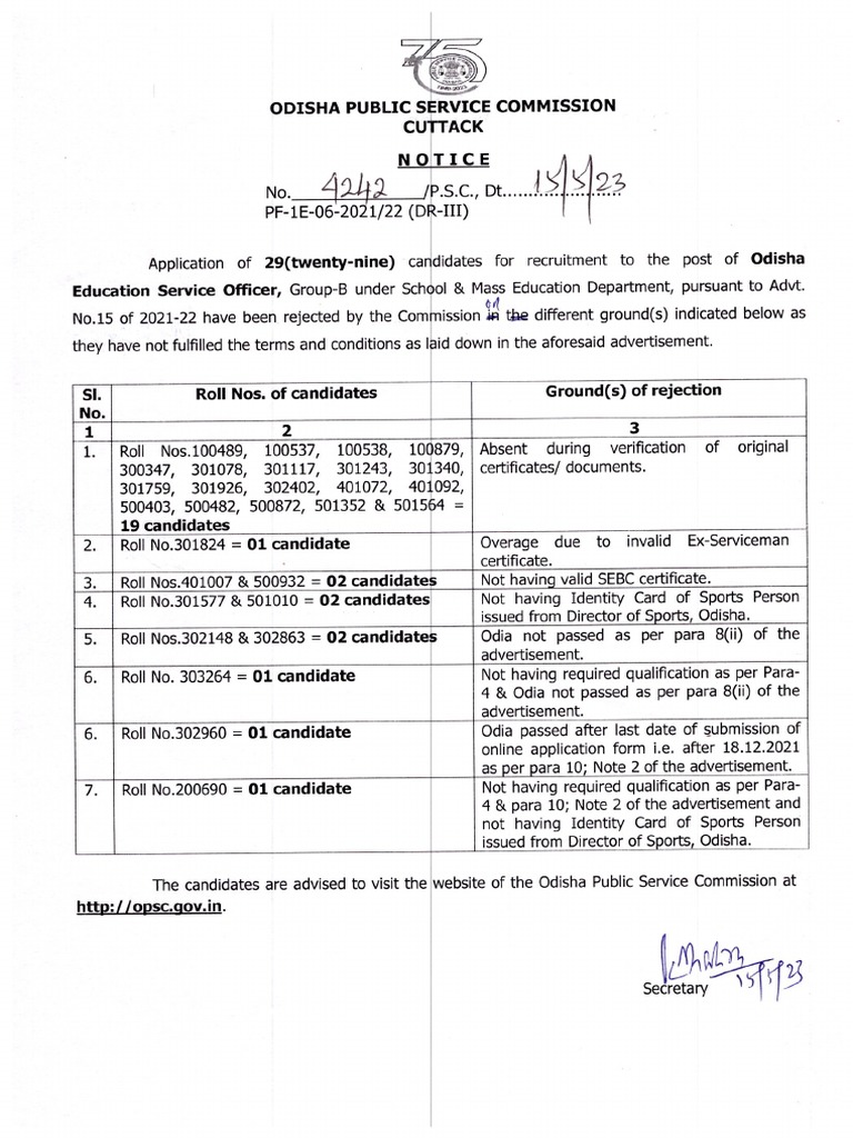 OES Rejection List | PDF