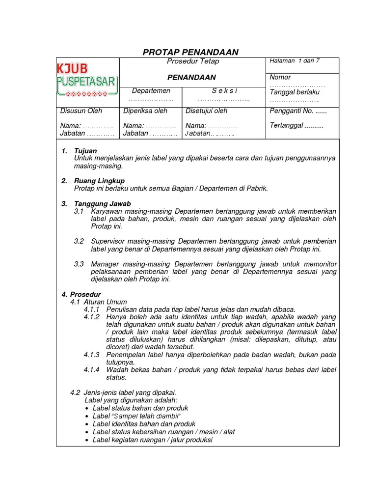 Protap Penandaan | PDF