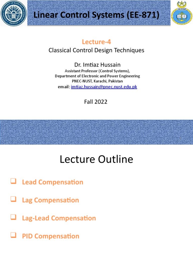 Lecture-4 - S - Plane - Design Nust Masters 2022 | PDF | Control Theory ...