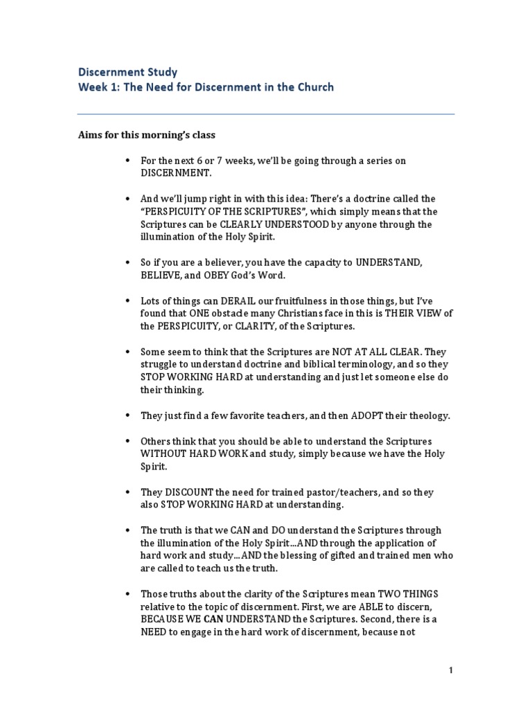 Lesson 1 Discernment | PDF | Jesus | Spiritual Gift