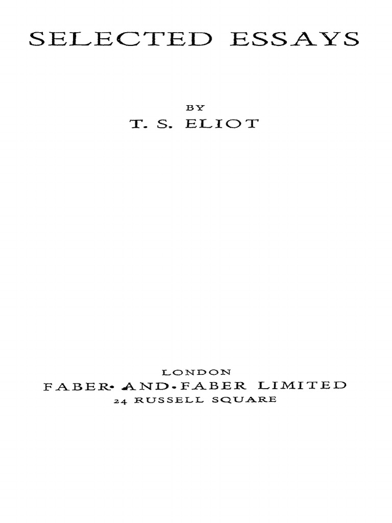 Eliot Tradition and The Individual Talent | PDF | Cognitive Science ...