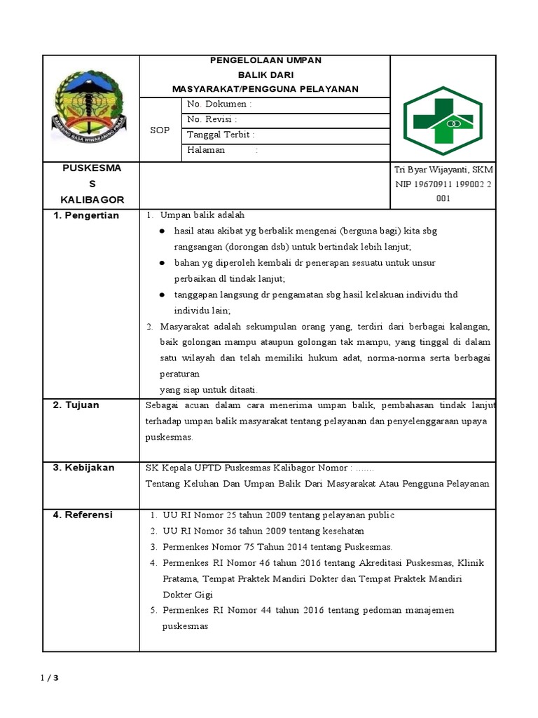 Sop Umpan Balik | PDF