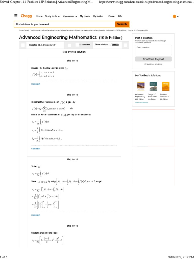 Engineering Math Solutions | PDF | Mathematics | Fourier Series