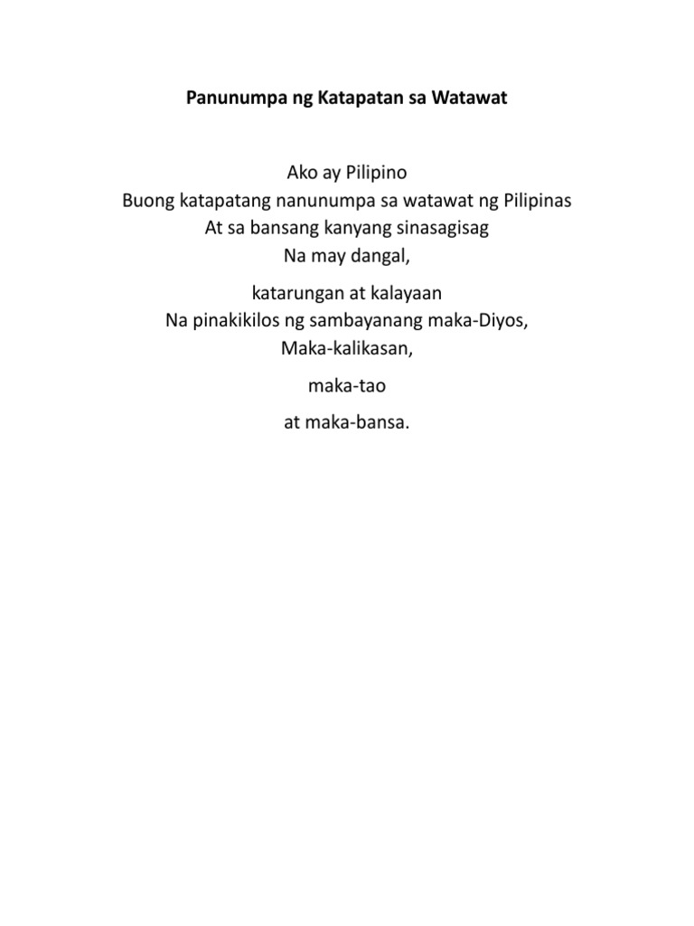 Panunumpa NG Katapatan Sa Watawat | PDF