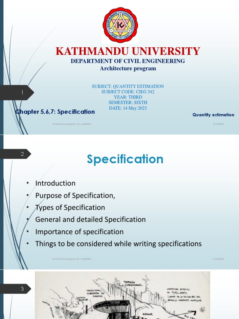 Quantity Estimation and Specifications Guide | PDF | Specification ...
