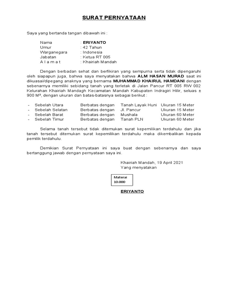 Surat Pernyataan | PDF