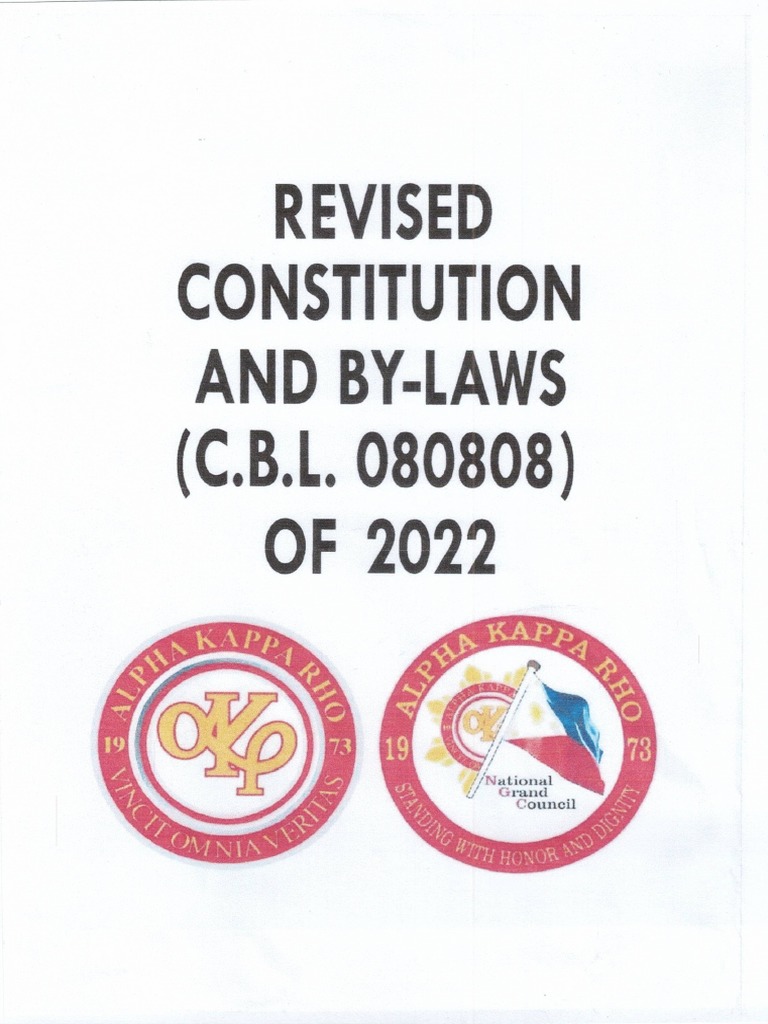 Revised Constitution and By-Laws (c.b.l.080808) of 2022 | PDF