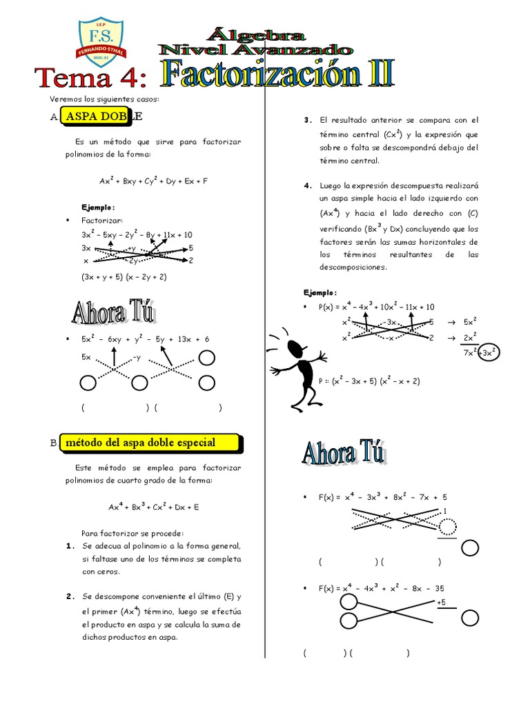 TEMA 4 ALGEBRA NIVEL AVANZADO Factorización II | PDF | Factorización | Matemáticas