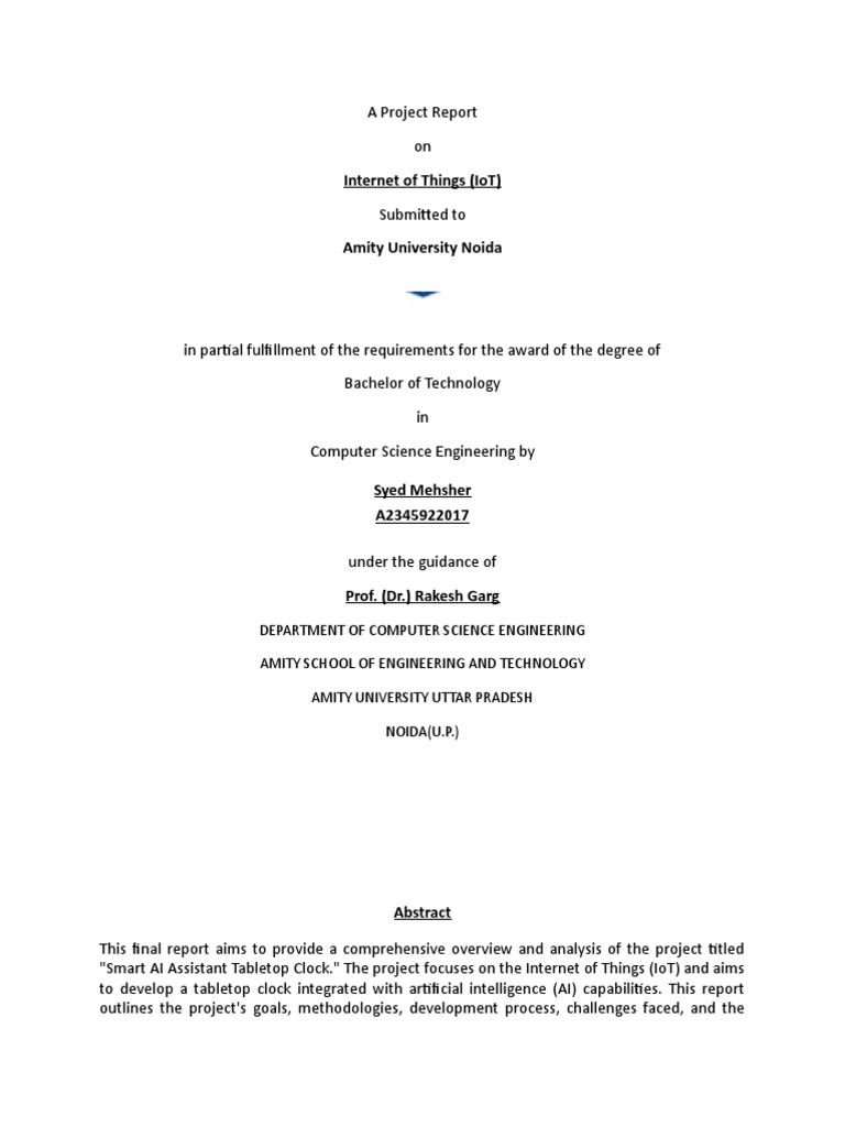 Final Report (NTCC) IoT | PDF | Internet Of Things | Artificial ...