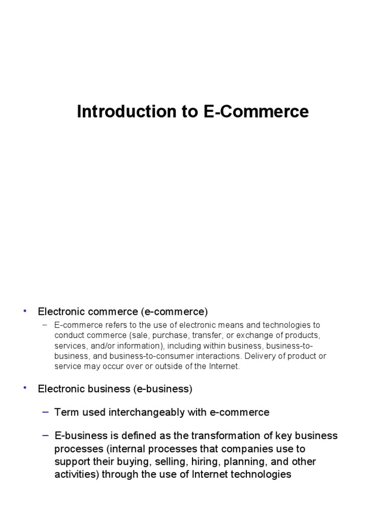 Introduction to E-Commerce Concepts | PDF | Electronic Business | E ...