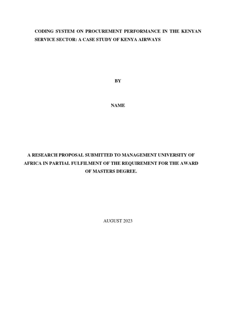 Coding System On Procurement Performance in The Kenyan Service Sector A ...
