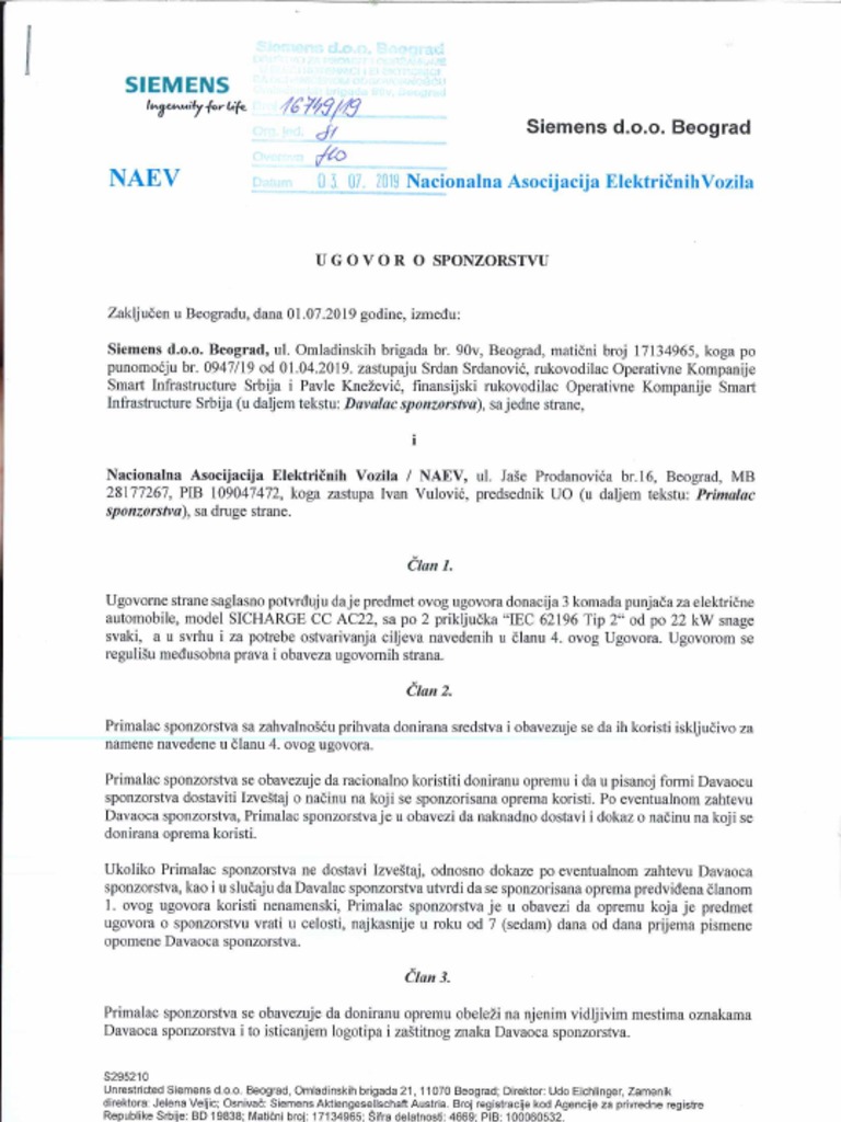 02 Ugovor o Sponzorstvu | PDF