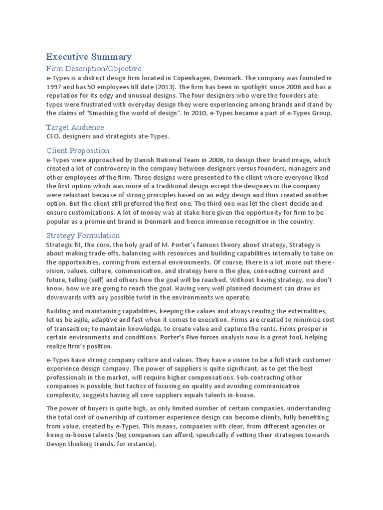 E-Type Executive Summary | PDF