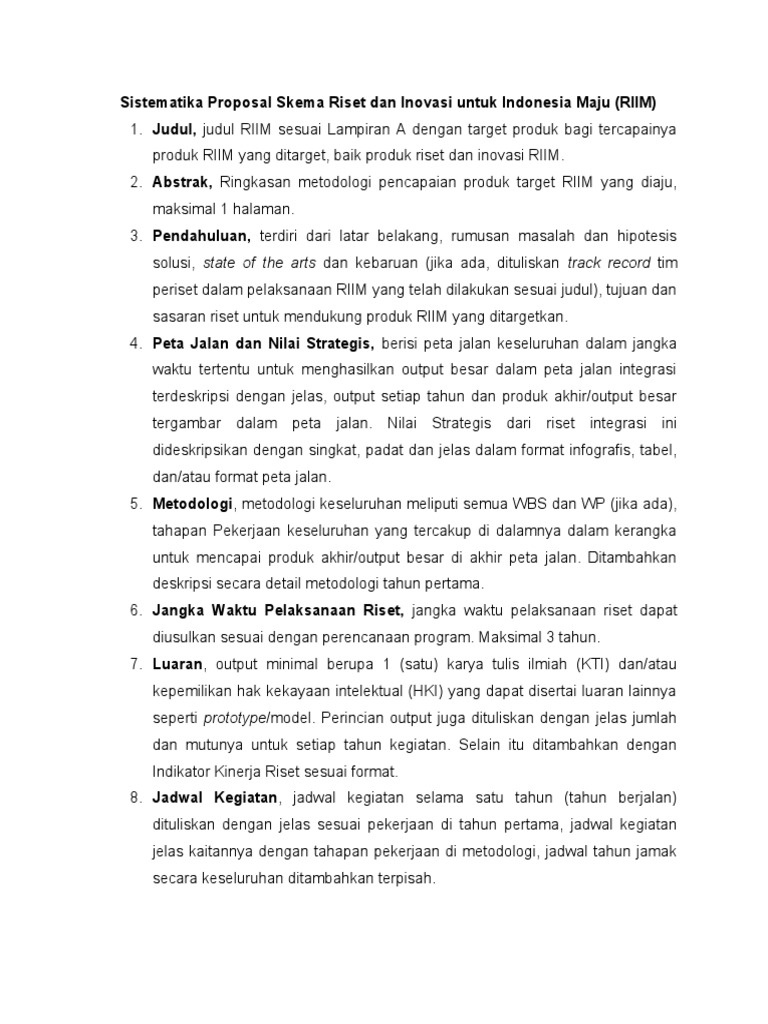 Panduan Proposal Riset RIIM | PDF | Bisnis | Teknologi & Rekayasa
