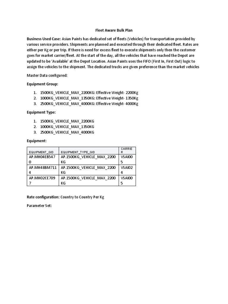 AP Fleet Aware Bulk Plan | PDF