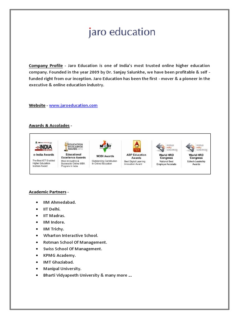 Jaro Education - Job Description | PDF | Business