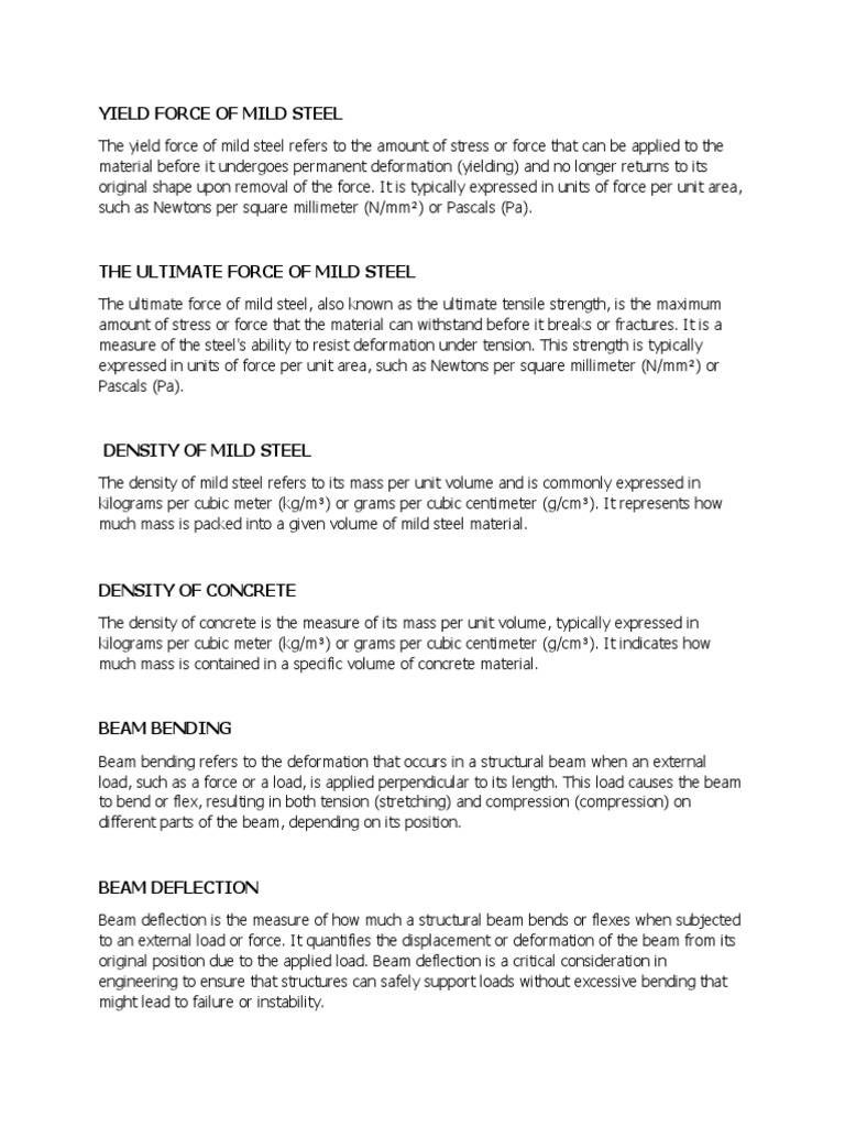 Yield Force of Mild Steel | PDF | Beam (Structure) | Bending