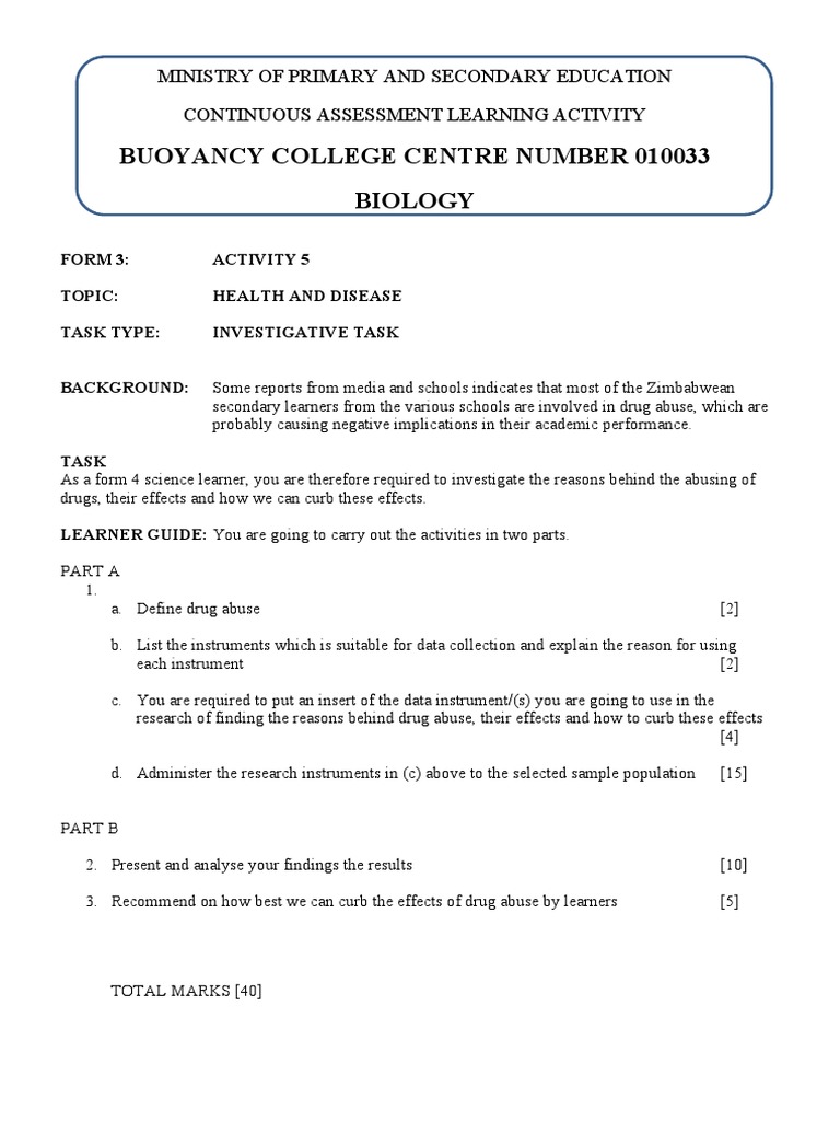 Biology Cala 5 Form 4 | PDF