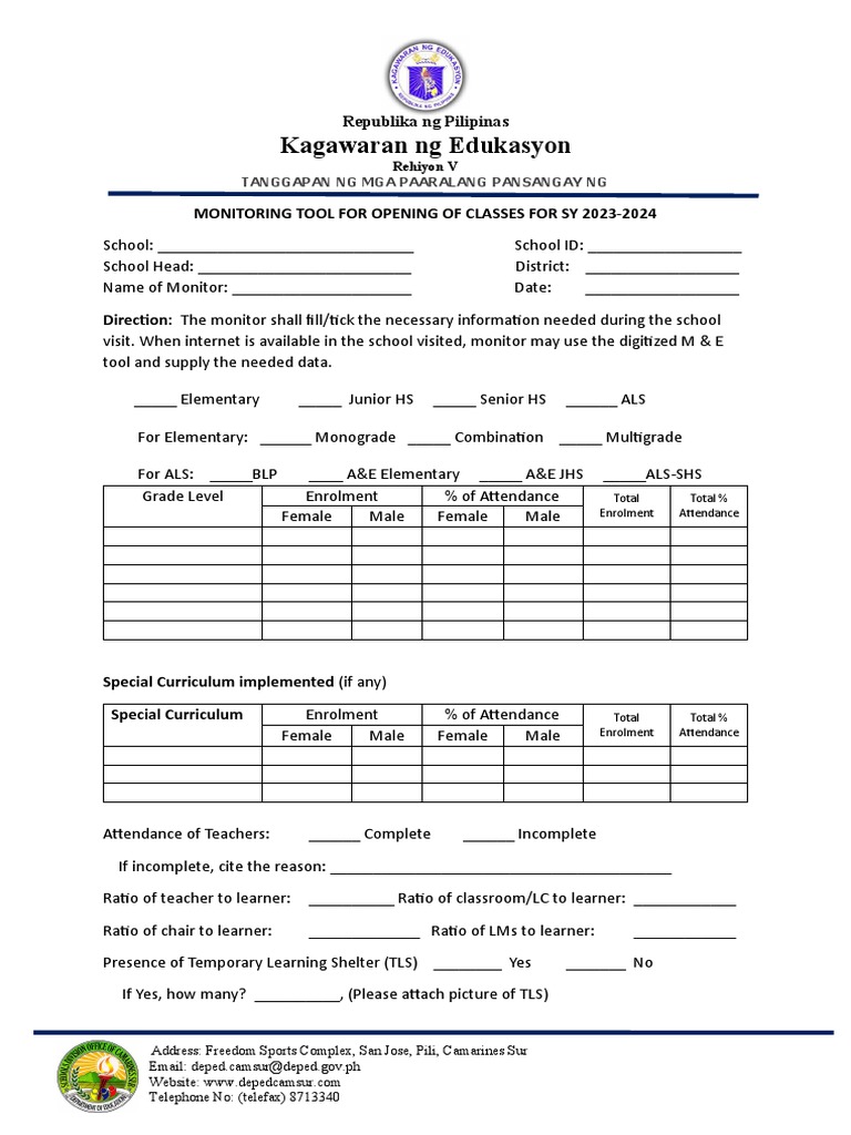 Opening of Classes Monitoring Tool | PDF